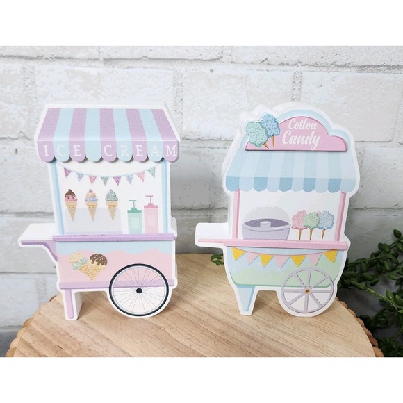 The Unbranded Brand | Holiday | Cotton Candy Ice Cream Cart Sign Wooden ...